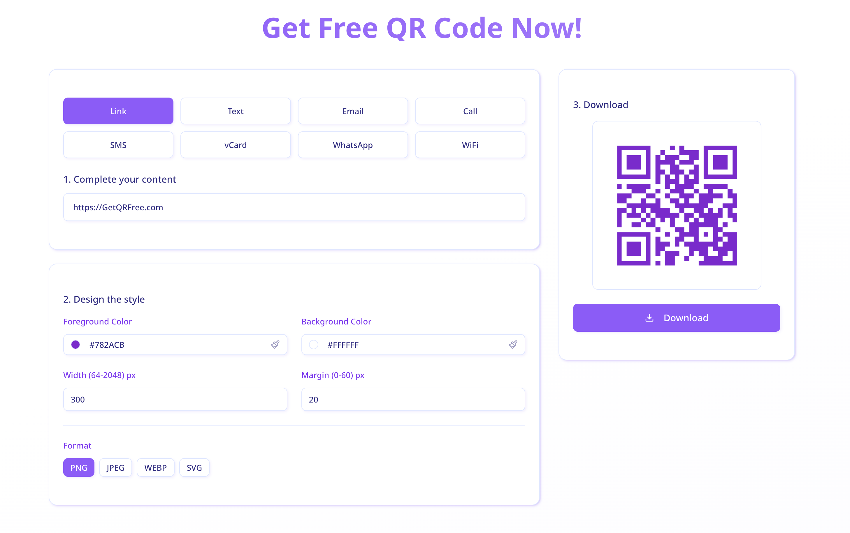 GetQRFree - Free QR Code Generator Create QR Codes Instantly